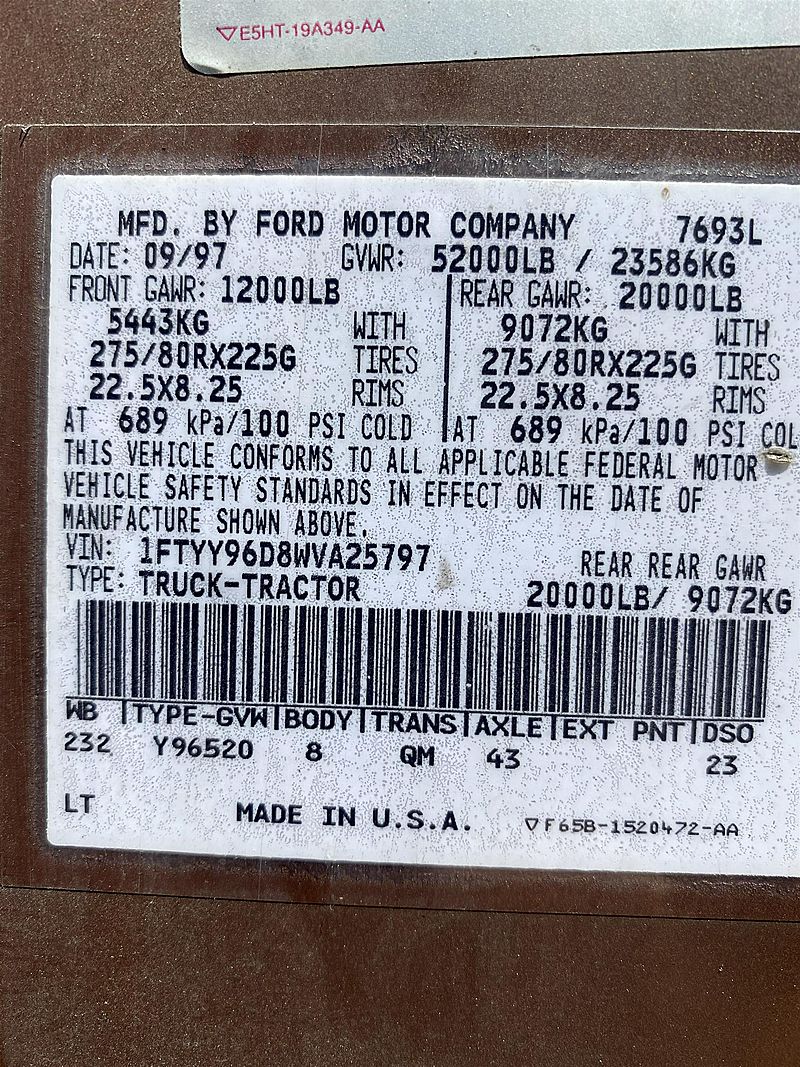 1998 Ford LS9000 For Sale | 60" Sleeper | #JMA25797