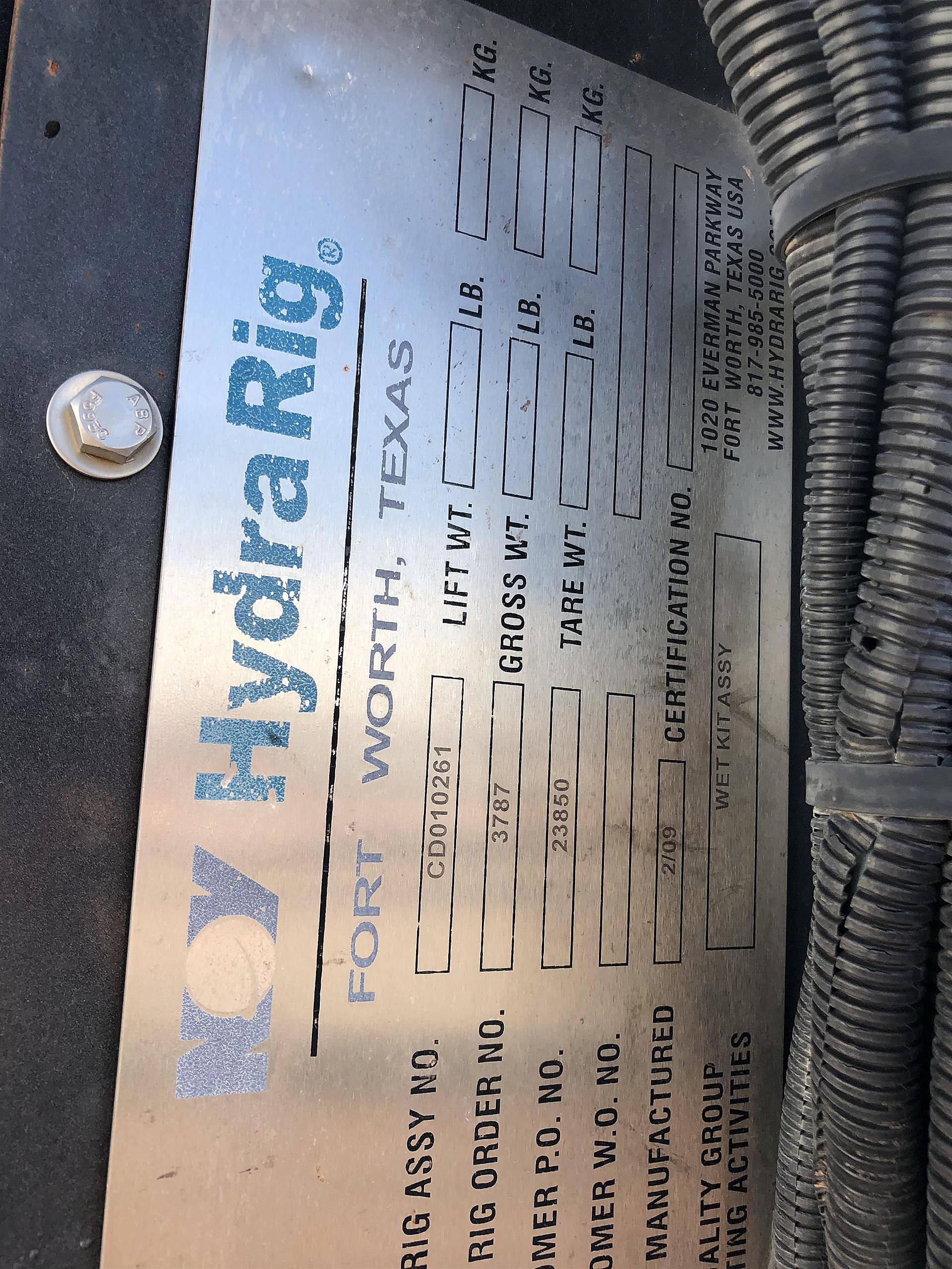 2012 Hydra Rig Wet Kit System For Sale | Misc Equipment | #MISC10
