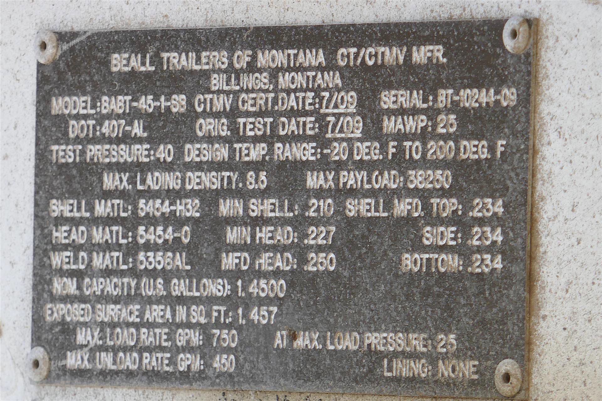 2009 Beal DOT 407 crude oil body tank For Sale | Oil Tank Trailer | #4643