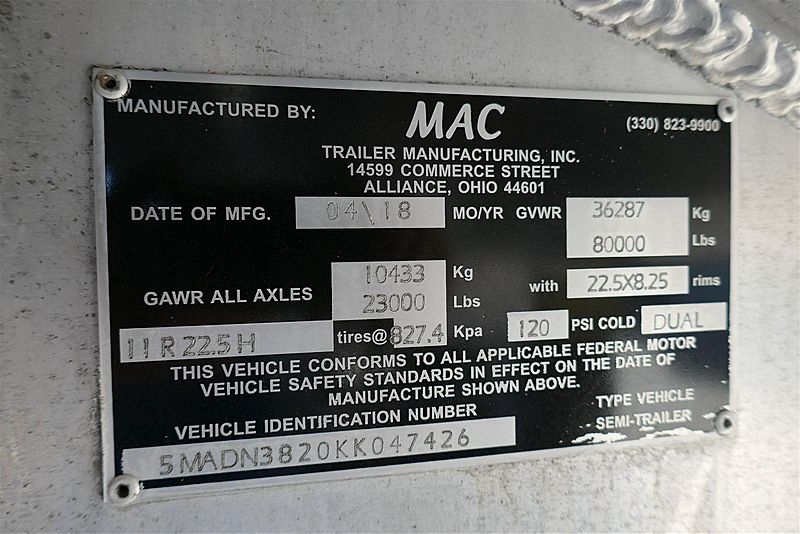 2019 MAC Frameless aluminum end dump For Sale | End Dump | #4750T