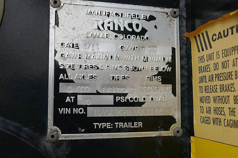 2014 Ranco Frameless Rock Trailer (For Sale) | End Dump | #4767T