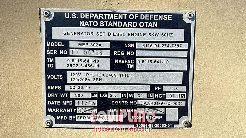 2005 NATO STANDARD OTAN GENERATOR MEP-802A For Sale | Generators | # ...