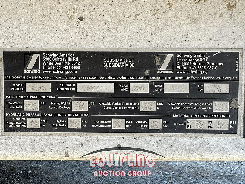2018 SCHWING SP 500 For Sale | Concrete Pump | #DKF001613