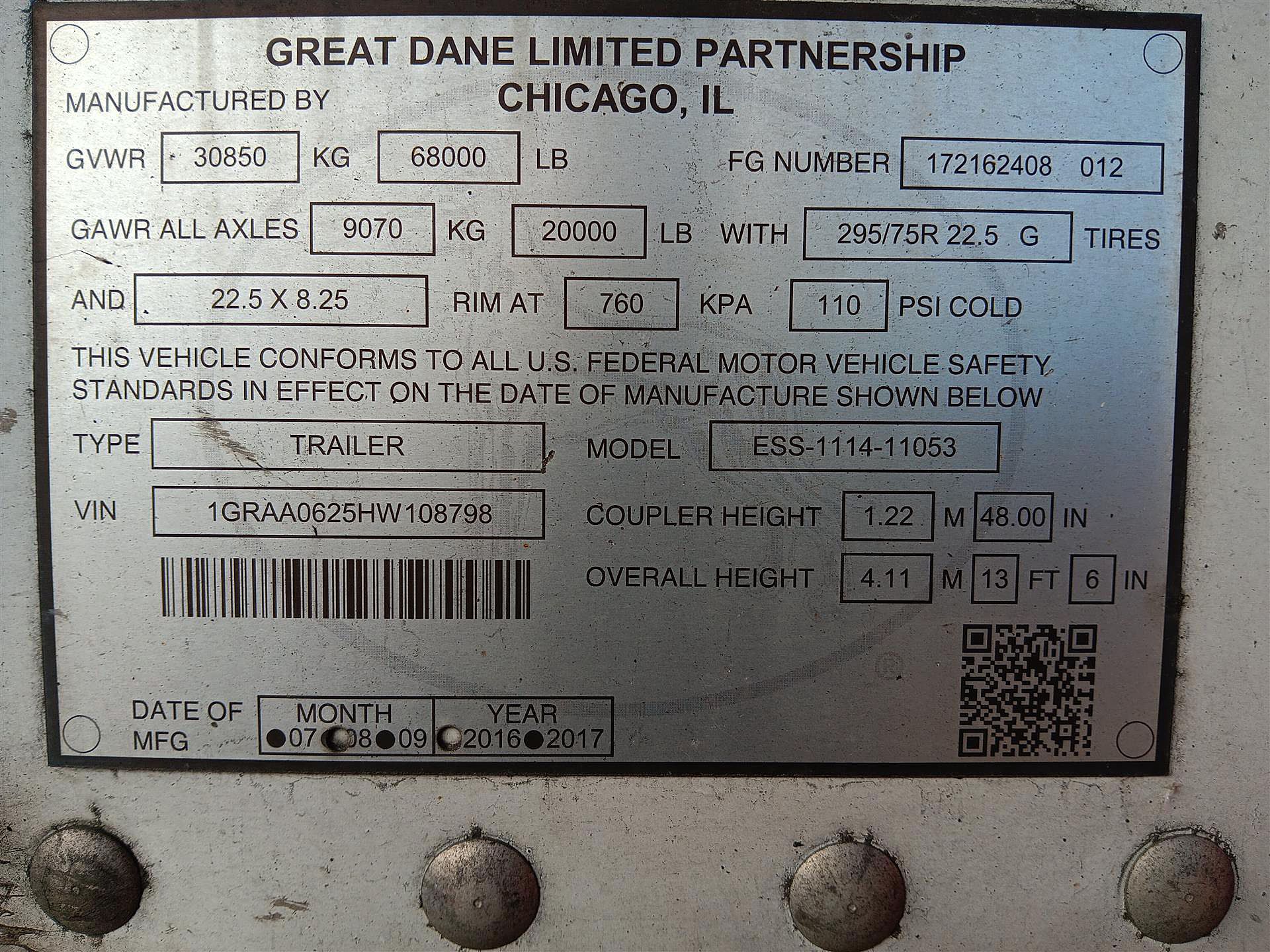 2017 Great Dane Reefer Trailer (For Sale) | Refrigerated Trailer | #172791