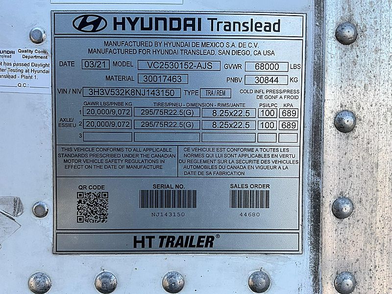 2022 HYUNDAI TRANSLEAD TRAILERS Hyundai Translead Trailers For Sale ...
