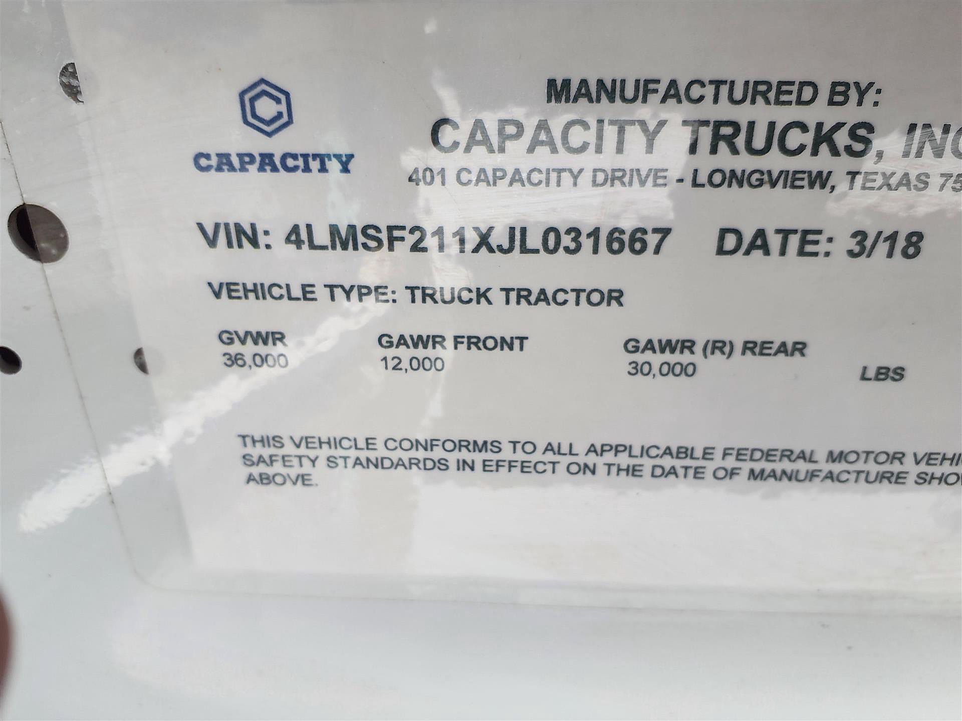 2018 Capacity SABRE 5 4X2 For Sale | Yard Spotter | #810859