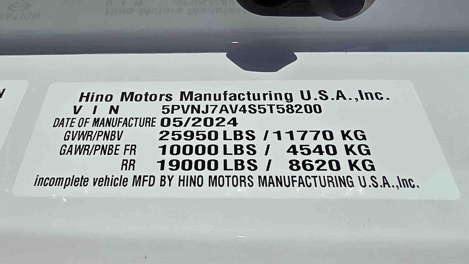 2025 Hino L-SERIES L6 For Sale | Daycab Sleeper | #HT58200